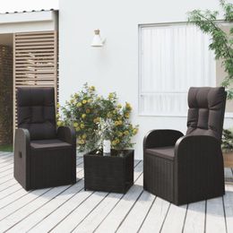 MAISONCHIC - 3-tlg. Garten-Lounge-Set Gartenmöbel-Set Terrassen-Sitzgruppe Schwarz Poly Rattan & Stahl ZDEH67032