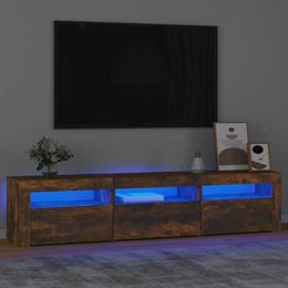 Bonnevie - Moderne TV-Möbel, TV-Lowboard mit LED-Leuchten, TV-Schrank für das Wohnzimmer Räuchereiche 180x35x40 cm -FV25512 - Braun