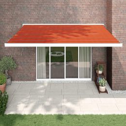 Markise Einziehbar,Windfest Sonnenmarkise Orange und Braun 4x3 m Stoff und Aluminium vidaXL