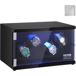 Uhrenbeweger, Automatik-Uhrenbeweger, Watch Winder, Uhrenbeweger für Automatikuhren, Automatischer Uhrenbeweger mit Platz für 4 Uhren, led