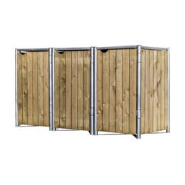 Holz Mülltonnenbox für 3 Mülltonnen 240 Liter Natur 81x209x115 cm - HIDE