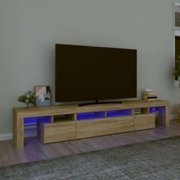 TV-Schrank mit LED-Leuchten, TV-Lowboard, Fernsehschrank mit Moderner Stil Sonoma-Eiche 230x36,5x40 cm NMKS68745 MAISONCHIC