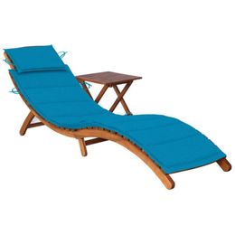 MAISONCHIC - Sonnenliege,Liegestuhl,Gartenliege mit Tisch und Auflage Massivholz Akazie VEIN689750