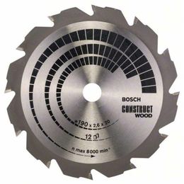 Bosch - Kreissägeblatt Construct Wood, 190 x 20/16 x 2,6 mm, 12