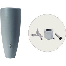 2in1 Wasserbehälter Komplett-Set 300 l zinkgrau, inkl. Chrom-Auslaufhahn und Fallrohranschluss - 326119 - Garantia
