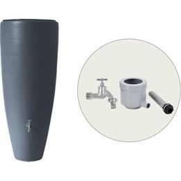2in1 Wasserbehälter Komplett-Set 300 l graphite grey, inkl. Chrom-Auslaufhahn und Fallrohranschluss - 326118 - Garantia
