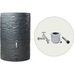 Garantia - muro Regenspeicher Komplett-Set 420 l graphite grey, inkl. Chrom-Auslaufhahn und Fallrohranschluss - 326164