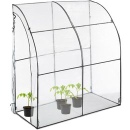 Tomatengewächshaus, PVC-Folie, hbt: 215 x 200 x 100 cm, begehbares Foliengewächshaus, transparent/schwarz - Relaxdays