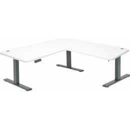 HHG - Eck-Schreibtisch 772, Computertisch, elektrisch höhenverstellbar 178x178cm 84kg weiß, anthrazit-grau - white