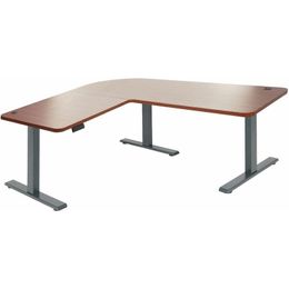 HHG - neuwertig] Eck-Schreibtisch 772, Computertisch, elektrisch höhenverstellbar 178x178cm 84kg natur, anthrazit-grau - brown