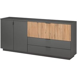 Lomadox Sideboard modern LUCERA-52 anthrazit Eiche massiv bianco geölt, B/H/T ca. 192/85/45 cm - anthrazit