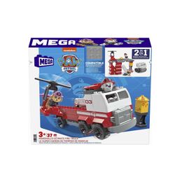 Mattel HHN05 - Paw Patrol - Mega Bloks - 2-in-1 Bauset, 37 Teile, Feuerwehrauto mit Marshall & Skye