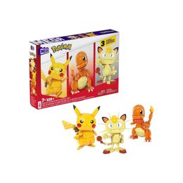 Mattel HPF94 - Mega - Pokémon - Bausatz, Kanton Region Trio - Pikachu, Glumanda, Mauzi