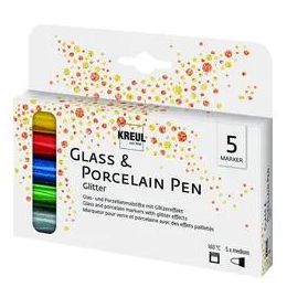 Kreul Porzellan- und Glasmaler glitter 5er Set Porcelain+GlassPen 160°C