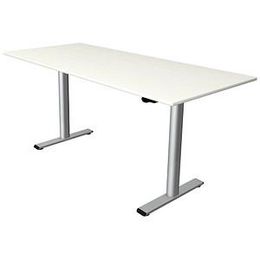Kerkmann Move 1 base elektrisch höhenverstellbarer Schreibtisch weiß rechteckig, T-Fuß-Gestell silber 150,0 x 80,0 cm