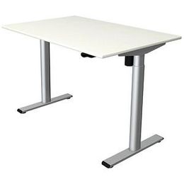 Kerkmann Move 1 base elektrisch höhenverstellbarer Schreibtisch weiß rechteckig, T-Fuß-Gestell silber 120,0 x 80,0 cm