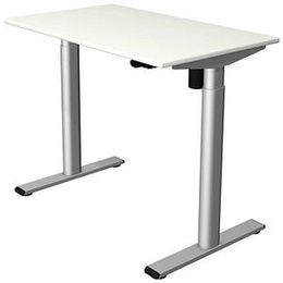 Kerkmann Move 1 base elektrisch höhenverstellbarer Schreibtisch weiß rechteckig, T-Fuß-Gestell silber 100,0 x 60,0 cm