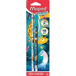 Maped JUNGLE fever Bleistifte HB hellblau, dunkelblau mit Radierer, 2 St.