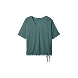 Tom Tailor Große Größen: T-Shirt mit Bindeband am Saum, tiefgrün, Gr.54
