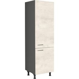 Nobilia® Kühlumbauschrank "Riva", mit zwei Türen und zusätzlichem Einlegeboden, vormontiert, Ausrichtung wählbar, Breite/Höhe: 60/216,6 cm, grau|weiß