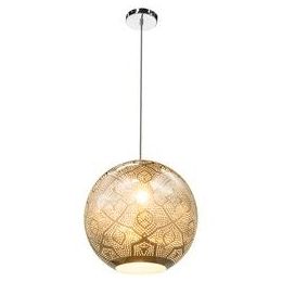 Globo Pendelleuchte Hängeleuchte Kugel chrom Esszimmer Lampe hängend Kugel Esszimmer, orientalisches Muster, 1x E27, DxH 35x136 cm