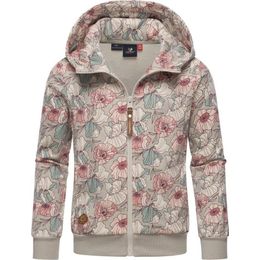 Ragwear Kapuzensweatjacke Agneska Freesia Stylische Mädchen Zip-Jacke mit Blumenmuster, beige|braun