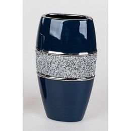 Small-Preis Dekovase Vase Tischvase Nachtblau und Silber glänzend in 6 Größen wählbar