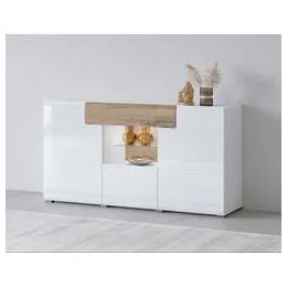 Sideboard Inosign "Toledo,Breite 159cm,moderne Anrichte mit dekorative Fräsungen,grifflos" Sideboards weiß (weiss matt/weiss hgl-san remo eiche) Kommode viel Stauraum, Einlegeböden verstellbar,ohne Beleuchtung