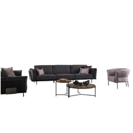 JVmoebel Wohnzimmer-Set Italienische Möbel Sofagarnitur Graue Couch Sofa Sitzpolster 3tlg.