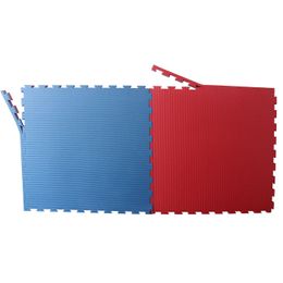 ELLUG Kampfsportmatte 5er Set Sportmatte 4cm mit Randstücken Rot-Blau 1mx1m Härtegrad: 50-55