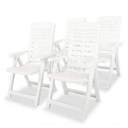 vidaXL Gartenstuhl Garten-Liegestühle 4 Stk. Kunststoff Weiß