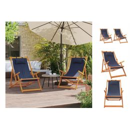 vidaXL Gartenstuhl Strandstühle 2 Stk Klappbar Blau Stoff