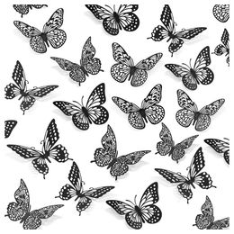 NUODWELL 3D-Wandtattoo 48 Stück 3D Schmetterling Wandaufkleber