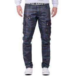 Cipo & Baxx Cipo & Baxx Regular-fit-Jeans Cargo Hose BA-CD721 mit Zippern im Lederimitat