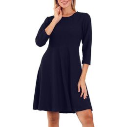 Bongual Midikleid A-Linien-Kleid Casual Kleid mit Rippstruktur