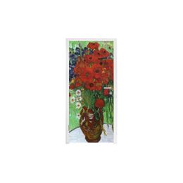 MuchoWow Türtapete Vase mit roten Mohnblumen und Gänseblümchen