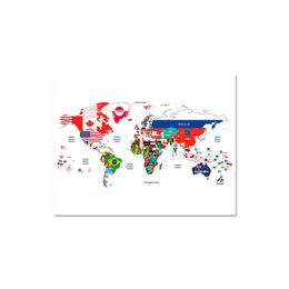 wandmotiv24 Leinwandbild Weltkarte