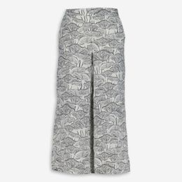 TK Maxx Weiße Cropped Hose aus Leinen mit schwarzem Muster