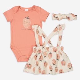 TK Maxx 3-teiliges beige-orangefarbenes Set mit Erdbeermuster