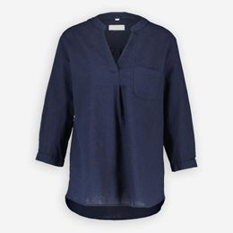 TK Maxx Dunkelblaue Bluse aus Leinenmischung mit Dreiviertelärmeln