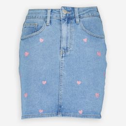 TK Maxx Blauer Jeans-Minirock mit Glitzerherzen