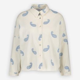 TK Maxx Cremefarbenes Shirt mit blauer Paisley-Stickerei