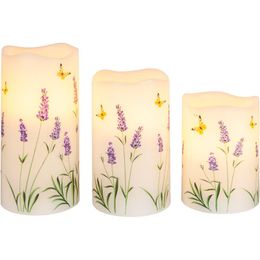 LED-Echtwachskerzen "Lavendel" 3er-Set