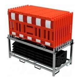 Schake Absperrschrankengitter SET 2 mit 20 Absperrschrankengitter und 21 Fußplatten auf Lager- und Transporttraverse