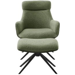 MCA furniture Loungesessel PELION Drehstuhl mit Armlehnen (Set, 2-St), 360° drehbar mit Nivellierung, grün|schwarz