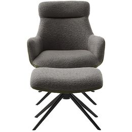 MCA furniture Loungesessel PELION Drehstuhl mit Armlehnen (Set, 2-St), 360° drehbar mit Nivellierung, grau|schwarz
