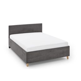 Meise Möbel Meise Möbel Cool Polsterbett Holzfuß massiv eichefarbig 140x200 cm Anthrazit