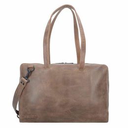 Plevier Pure Schultertasche Leder 43 cm Laptopfach taupe