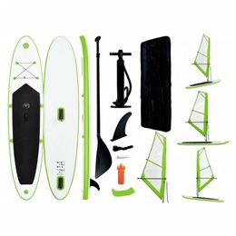 vidaXL Schlauchboot Aufblasbares Stand-Up-Paddleboard Set mit Segel Grün und Weiß