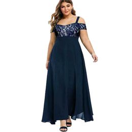 ZWY Abendkleid Plus Size Damen Slip Dress Spitze Freizeitkleid (1-tlg) Chiffon Langes Sommerkleid